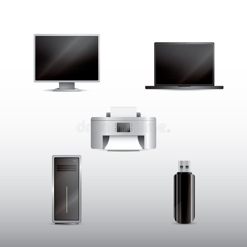 Set of Computer Icons. Vector Illustration Decorative Design Stock ...