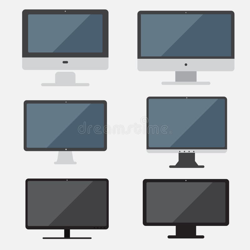 Set of Computer Illustration, Computer Flat Design Stock Illustration ...