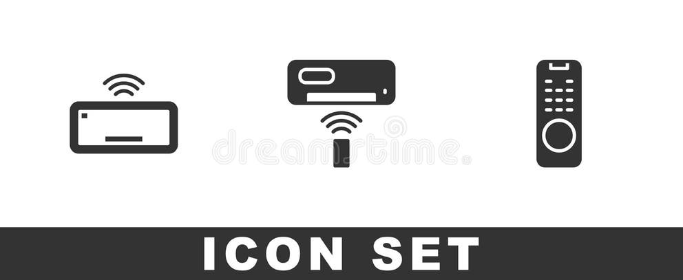Set Computer Keyboard, Air Conditioner and Remote Control Icon. Vector ...