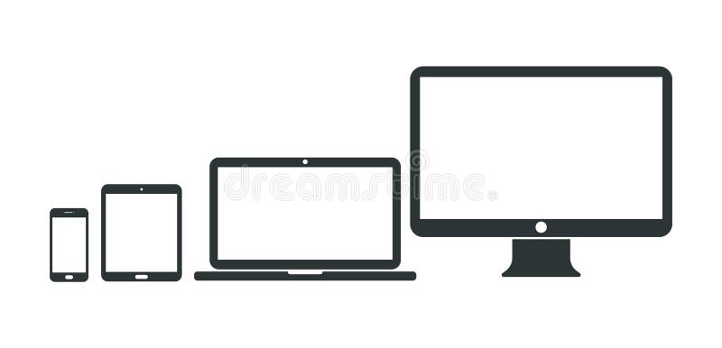 Set of Computer, Laptop, Tablet and Smartphone Icons. Vector ...