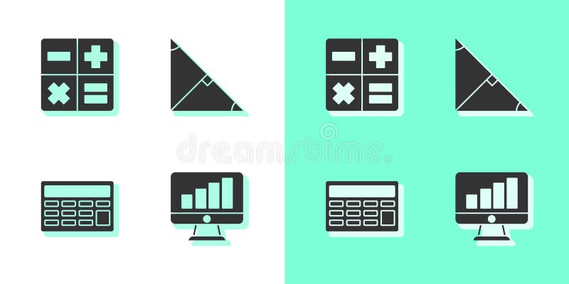 Set Computer Monitor With Graph Chart Calculator And Angle Bisector