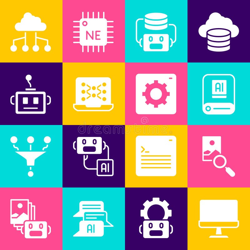 Set Computer Monitor, Photo Retouching, Artificial Intelligence AI, Robot, Neural Network ...
