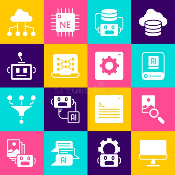 Set Computer Monitor, Photo Retouching, Artificial Intelligence AI, Robot, Neural Network ...