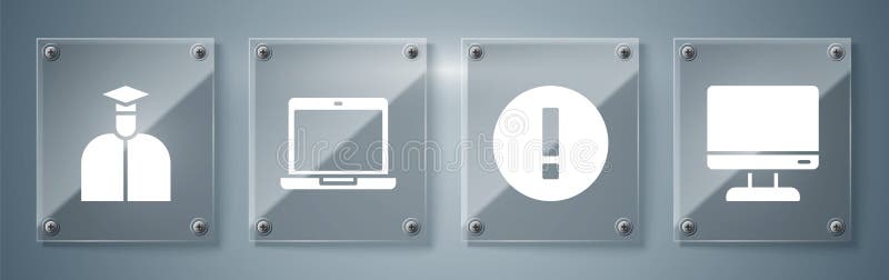 Set Computer Monitor Screen, Information, Laptop and Student. Square ...