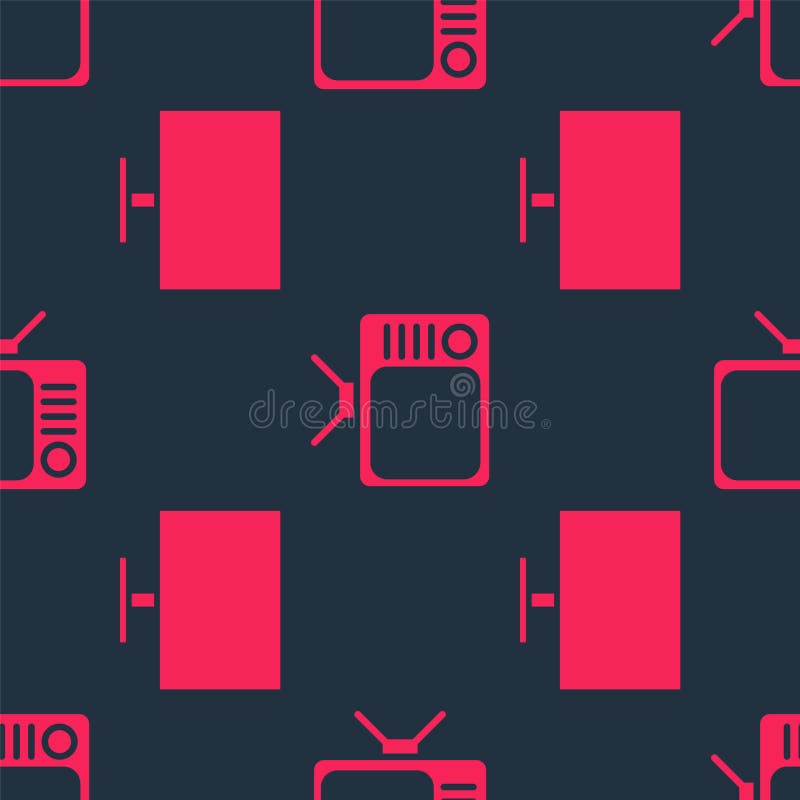 Set Computer Monitor Screen and Retro Tv on Seamless Pattern. Vector ...
