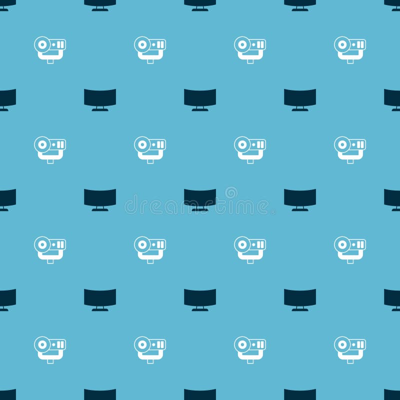 Set Computer Monitor Screen and Web Camera on Seamless Pattern. Vector ...
