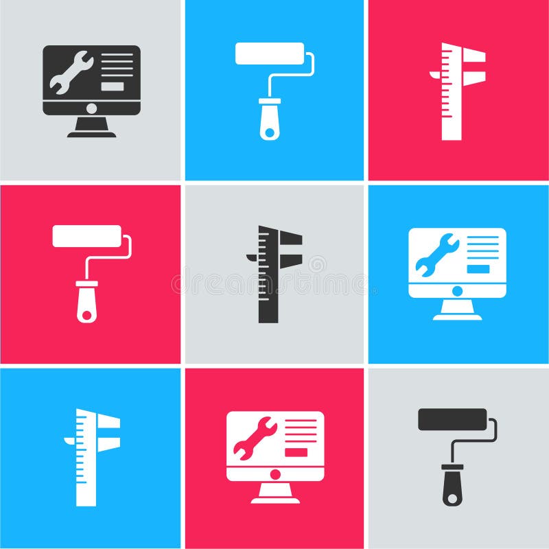 Set Computer Monitor Service, Paint Roller Brush and Calliper Caliper ...