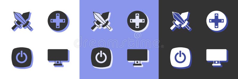 Set Computer Monitor Sword For Game Power Button And Game Controller 0207