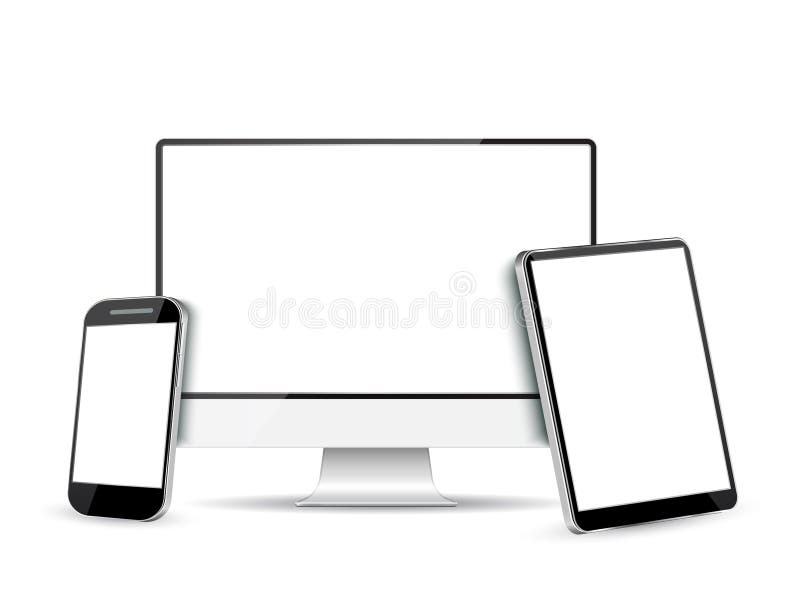Set Computer Monitor, Tablet and Mobile Phone Stock Vector ...