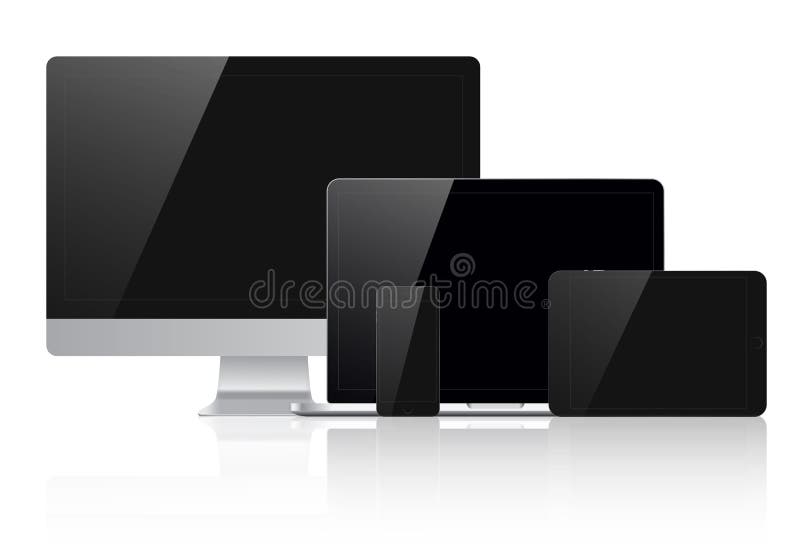Set of Computer Monitor, Tablet, Smart Phone and Laptop Stock ...