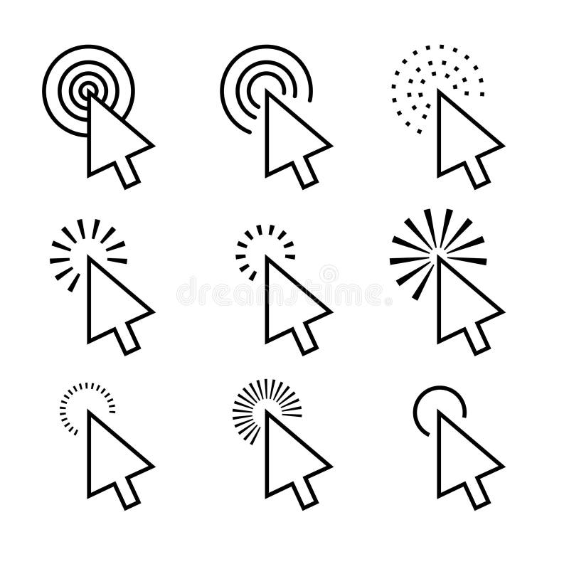 Set of Computer Mouse Arrow Sign Design Stock Vector - Illustration of ...