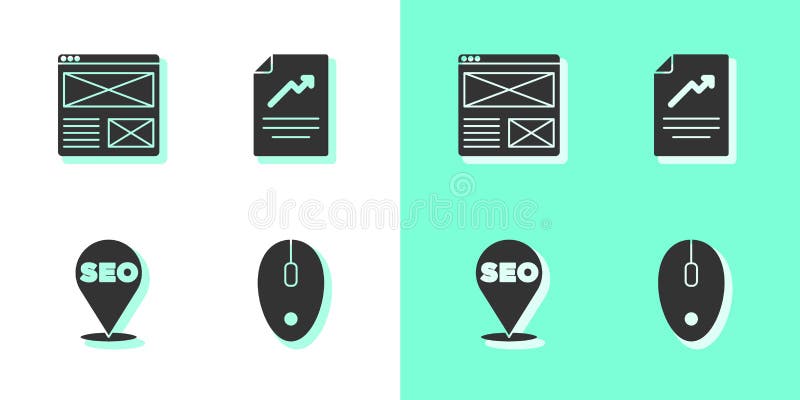 Set Computer Mouse, Browser Window, SEO Optimization and Document with ... Set Computer Mouse, Browser Window, SEO Optimization and Document with ...