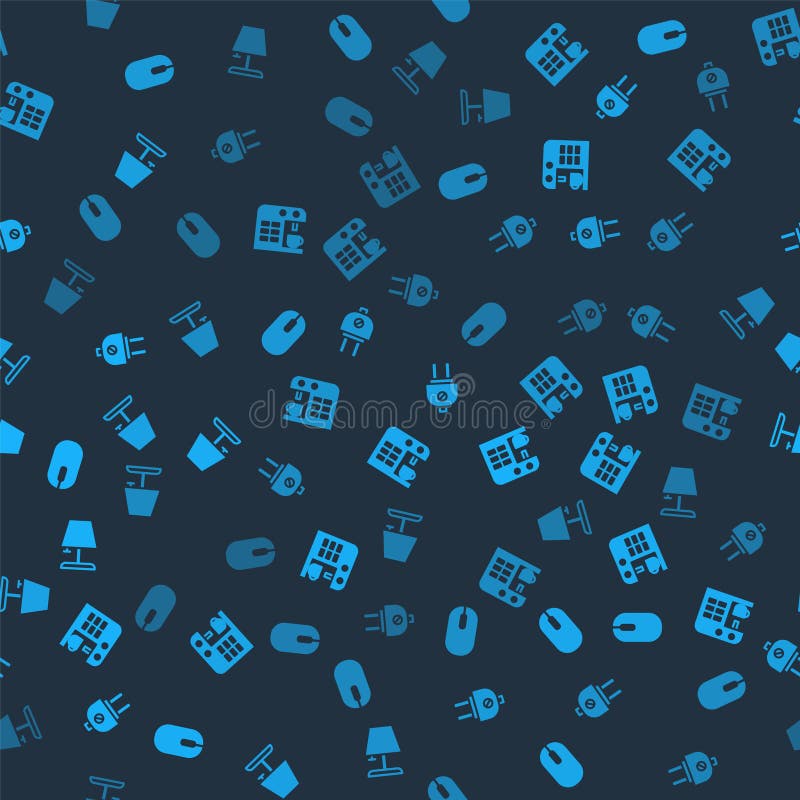 Set Computer Mouse, Coffee Machine, Electric Plug and Table Lamp on ...