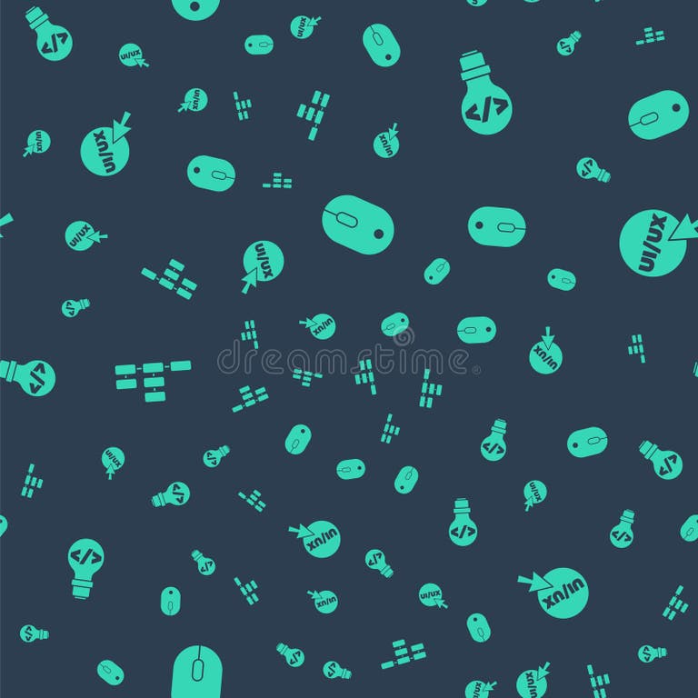 Set Computer Mouse, Front End Development, Site Map and UI or UX Design on Seamless Pattern ...