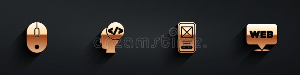 Set Computer Mouse, Front End Development, UI or UX Design and Web and Graphic Icon with Long ...