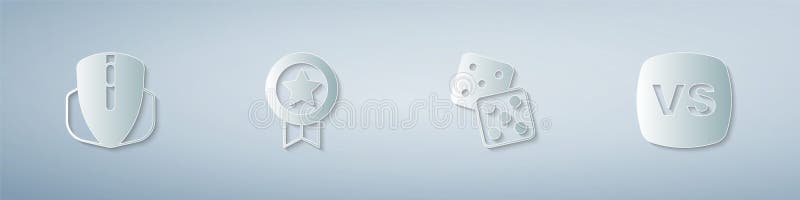 Set Computer Mouse, Game Rating with Medal, Dice and VS Versus Battle ...