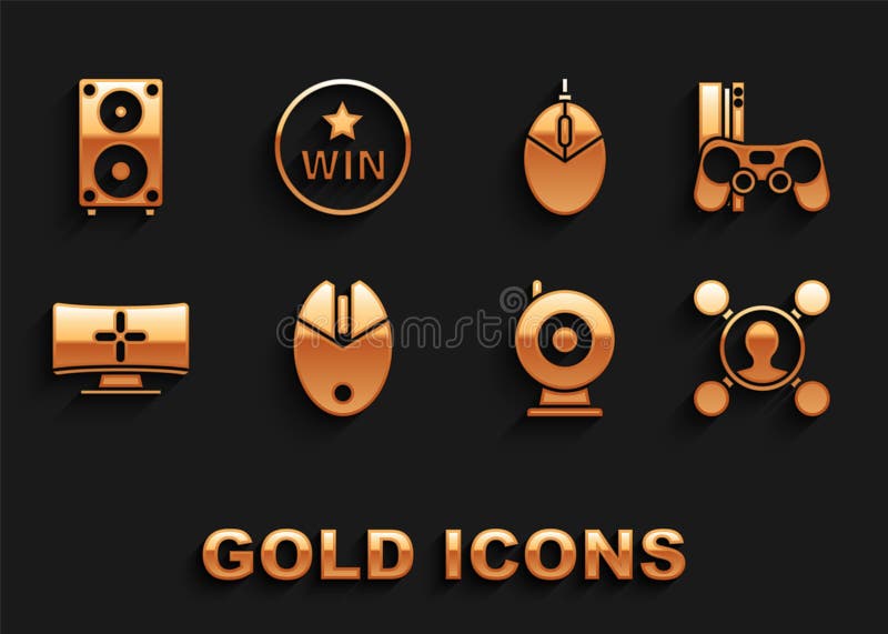 Set Computer Mouse Gaming, Game Console with Joystick, Share, Web ...