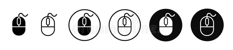 Set Computer Mouse Icon with Cord Isolated, Click Sign and Pointer ...