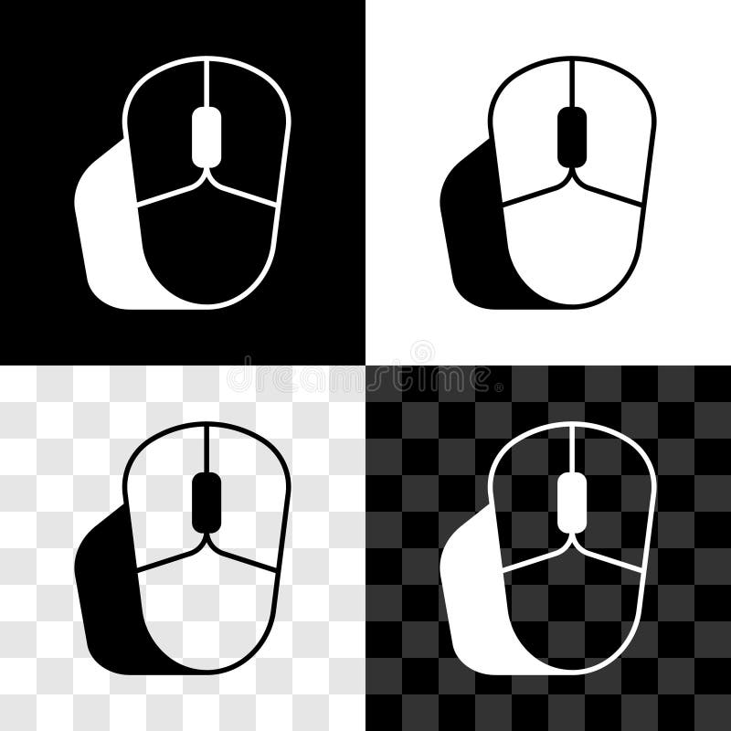 Set Computer Mouse Icon Isolated on Black and White, Transparent ...
