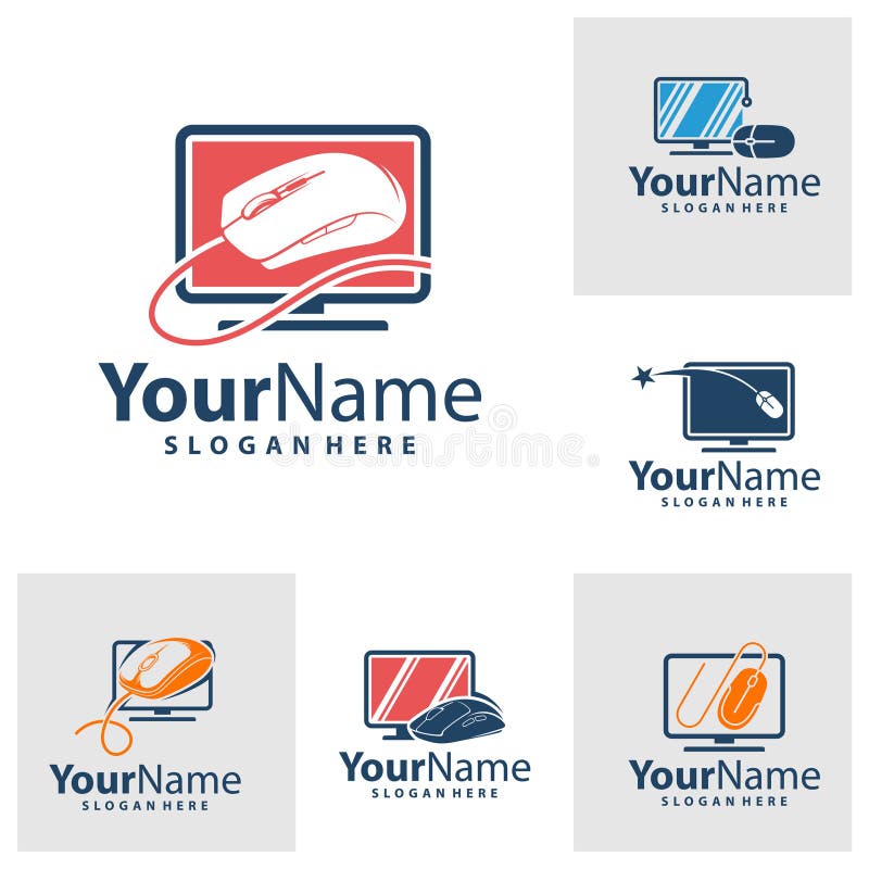 Set of Computer Mouse Logo Design Vector Illustration. Mouse Logo ...