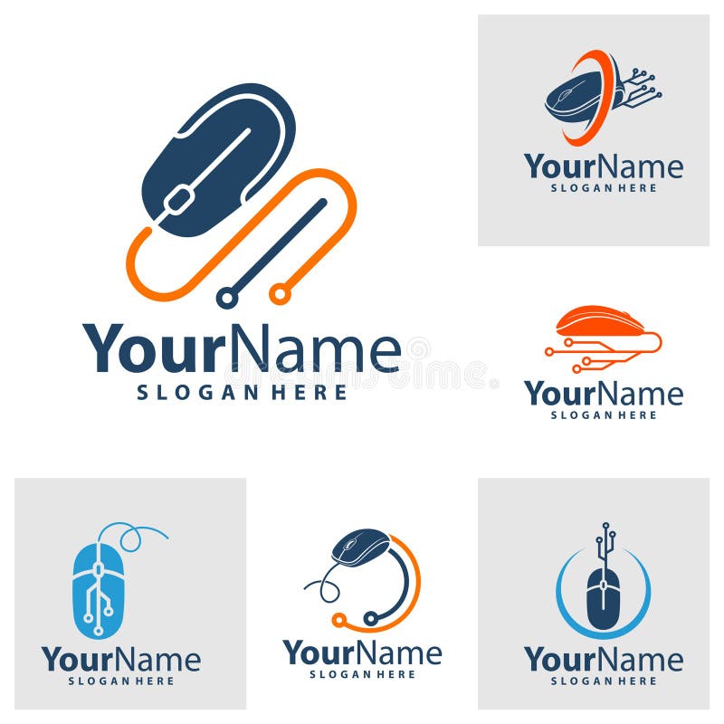 Set of Computer Mouse Logo Design Vector Illustration. Mouse Logo ...