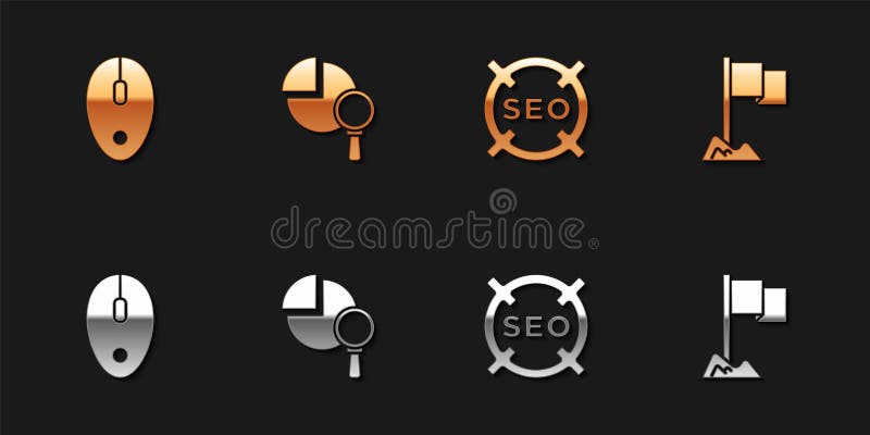 Set Computer Mouse, Magnifying Glass and Analysis, SEO Optimization and ... Set Computer Mouse, Magnifying Glass and Analysis, SEO Optimization and ...
