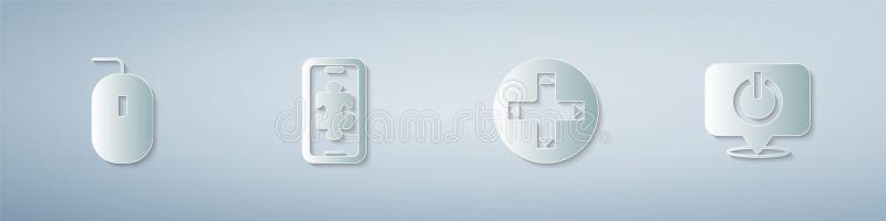 Set Computer Mouse Mobile Gaming Game Controller Or Joystick And