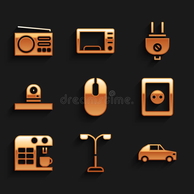 Set Computer Mouse, Street Light, Car, Electrical Outlet, Coffee ...