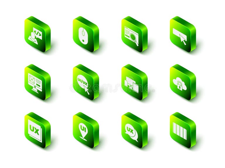 Set Computer Mouse Ui Or Ux Design Cloud Computing Lock Color