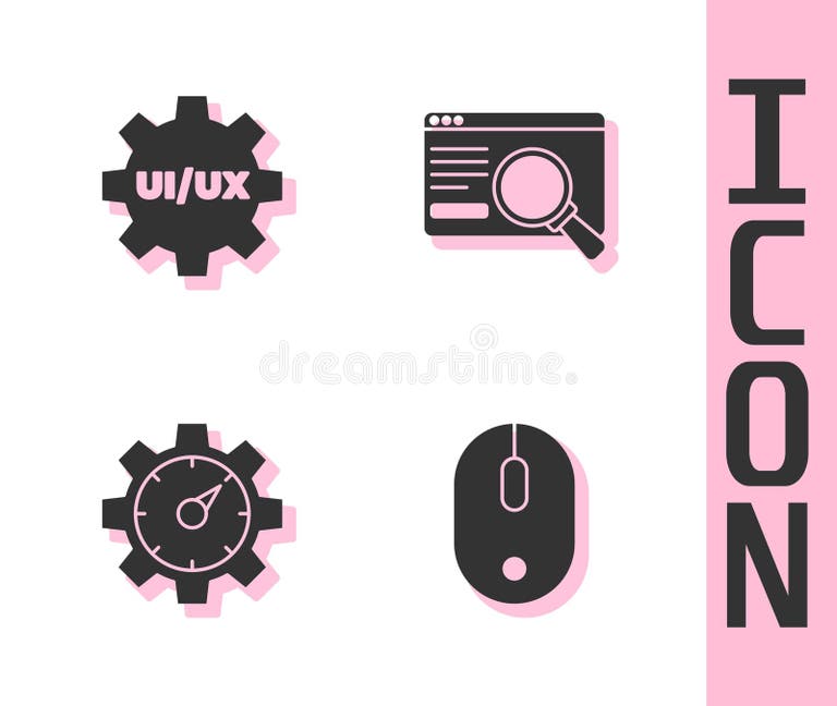 Set Computer Mouse, UI or UX Design, Website Statistic and Icon. Vector ...