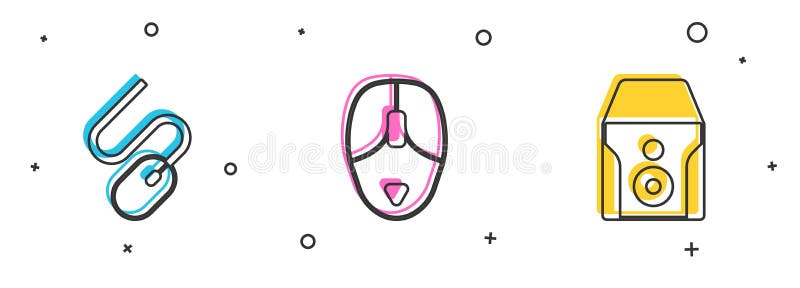 Set Computer Mouse, and Uninterruptible Power Supply Icon. Vector Stock ...