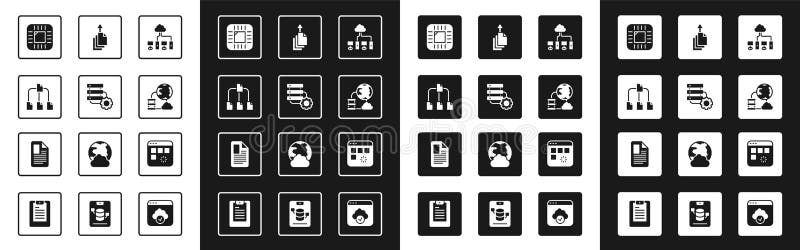 Set Computer Network, Server and Gear, Folder Tree, Processor with CPU ... Set Computer Network, Server and Gear, Folder Tree, Processor with CPU ...