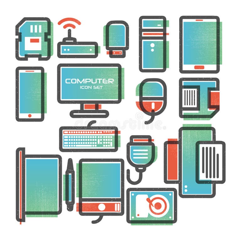 Set of Computer Parts. Vector Illustration Decorative Design Stock ...