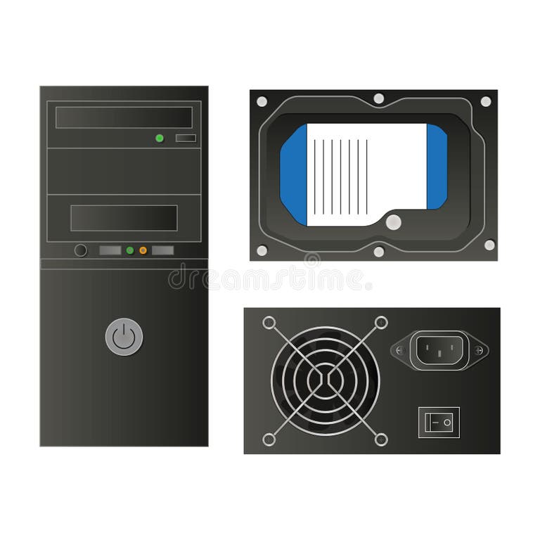 Set of computer parts stock vector. Illustration of cable - 97030908