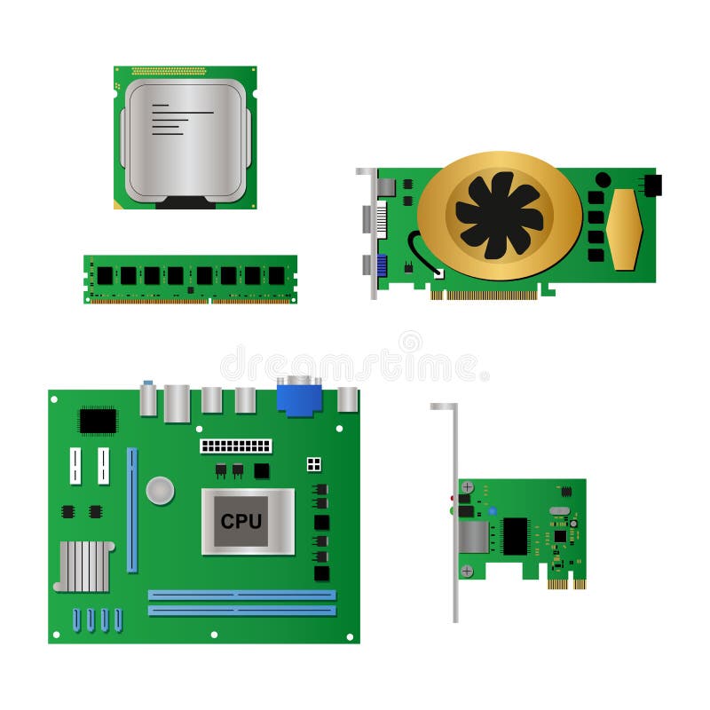 Set of computer parts stock vector. Illustration of electronics - 97031174