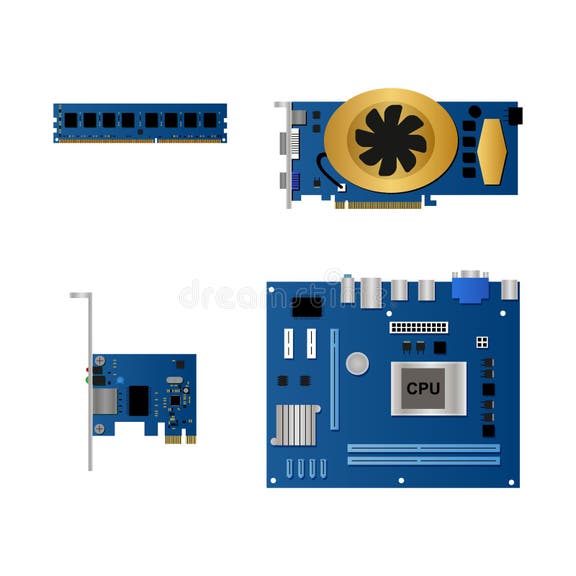 Set of computer parts stock vector. Illustration of processor - 97031273