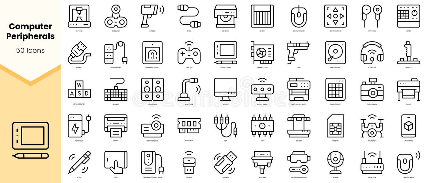 Computer Peripherals Stock Illustrations – 3,139 Computer Peripherals ...