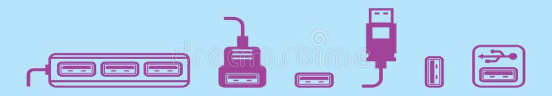 Set of Computer Ports Type Icon Design Template with Various Models ...