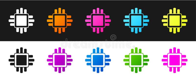 Black Cpu Microchip White Background Stock Illustrations – 1,440 Black ...