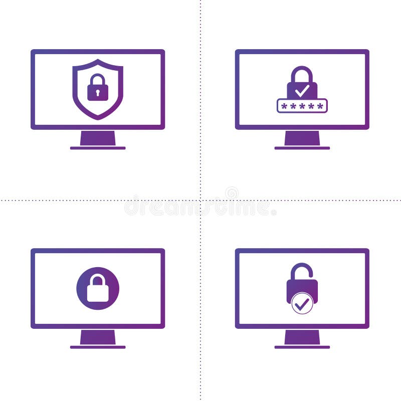 Set of Computer Security Protection Business Information Data with ...