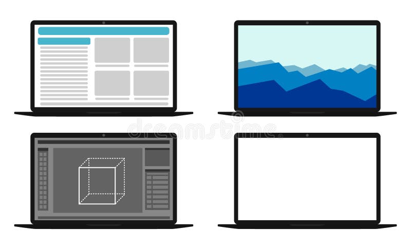 Set of Computers with Different Screens Stock Vector - Illustration of ...