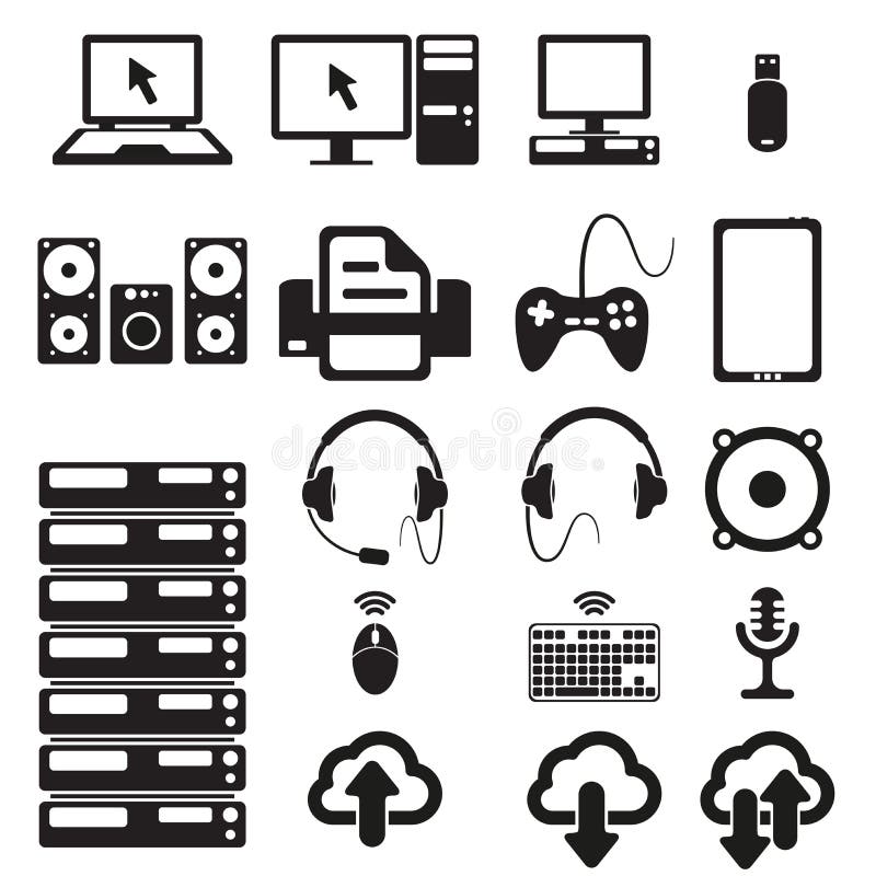 Set of Computer Hardware Icons Stock Vector - Illustration of black ... Set of Computer Hardware Icons Stock Vector - Illustration of black ...