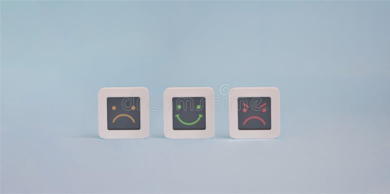 Set of Computers with Stylized Faces of Happy, Sad and Angry Faces on ...
