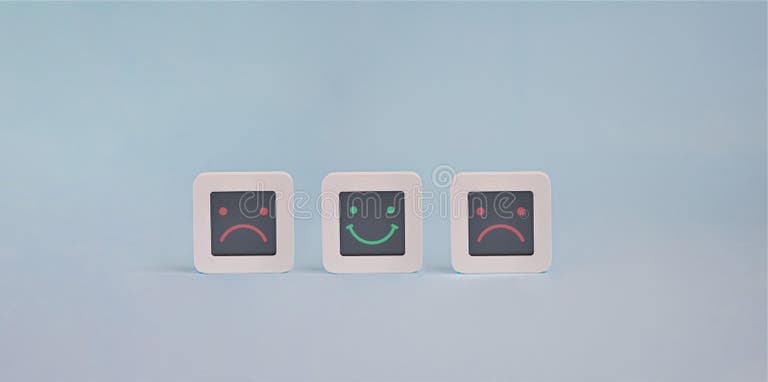 Set of Computers with Stylized Faces of Happy and Sad Faces on Lcd ...