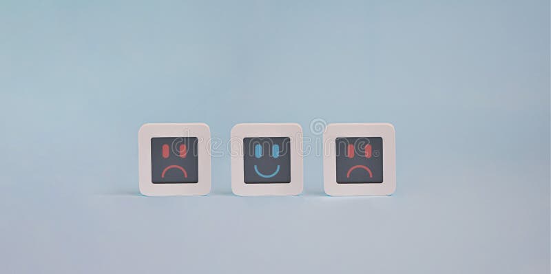 Set of Computers with Stylized Faces of Happy and Sad Faces on Lcd ...