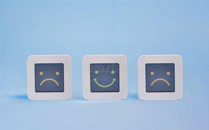 Set of Computers with Stylized Faces of Happy and Sad Faces on Lcd ...