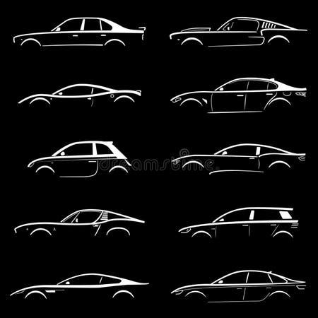 Set of Concept Car Silhouette Stock Vector - Illustration of business ...