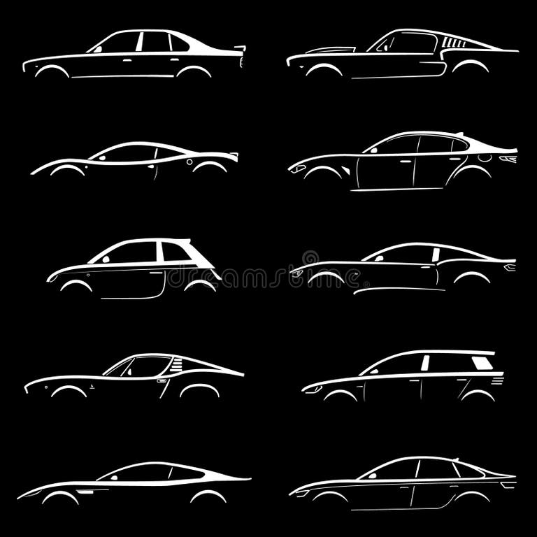 Set of Concept Car Silhouette Stock Vector - Illustration of business ...