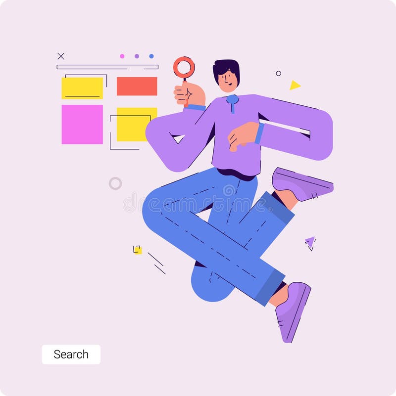 Conceptual Vector Business Illustration of a Business Man Searching the ...