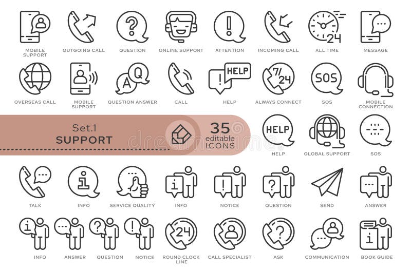 Set icons support 01 stock vector. Illustration of headset - 280588596